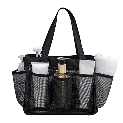 COFHOM Mesh Shower Bag, Shower Caddy for University Dormitory, Portable Shower Basket Dorm with 9 Pockets, Quick Dry Hanging Bathroom Tote, Essential Toiletry Storage Bag for Gym, Beach, Travel