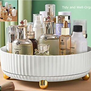 Hisikou White 360 Rotating Makeup Organizer - Large Capacity Spinning Skincare Perfumes Organizer - Cosmetics Organizer for Vanity Countertop and Bathroom Dresser - Lazy Susan Bathroom Storage Box