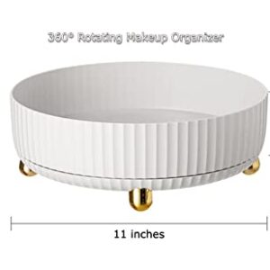 Hisikou White 360 Rotating Makeup Organizer - Large Capacity Spinning Skincare Perfumes Organizer - Cosmetics Organizer for Vanity Countertop and Bathroom Dresser - Lazy Susan Bathroom Storage Box