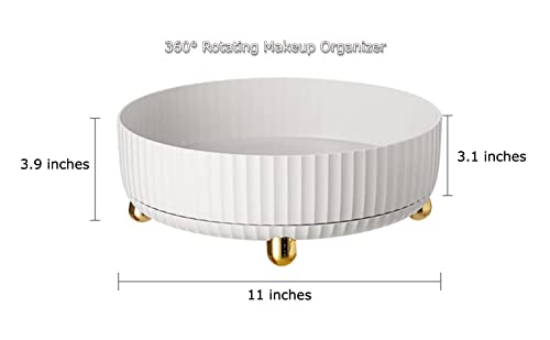 Hisikou White 360 Rotating Makeup Organizer - Large Capacity Spinning Skincare Perfumes Organizer - Cosmetics Organizer for Vanity Countertop and Bathroom Dresser - Lazy Susan Bathroom Storage Box