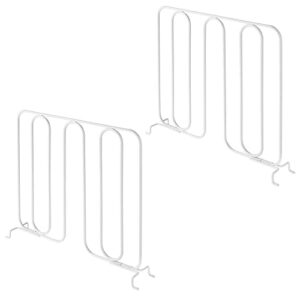 mDesign Metal Wire Shelf Dividers for Closet Organization in Bedroom, Hall Closets; Organizer for Shelves, Separators for Clothes, Sweater; Divider for Wire Shelving; Easy Install - 2 Pack - White