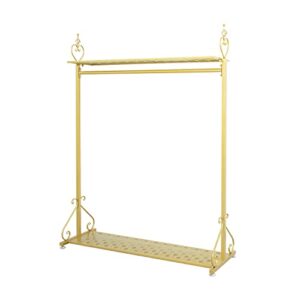 VANDNALI Metal Clothing Rack Retail Garment Rack Gold Cloth Rack Boutique Clothes Hanger with Storage Shelf Home Closet Organizer 62''