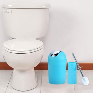 Ejoyous Bathroom Accessories Set 6 Piece Bath Accessory Bathroom Supplies Set with Bin Soap Holder Dish Dispenser Tumbler Toothbrush Holder, Blue