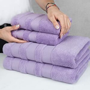 American Soft Linen Salem Bath Towel Set, 6 Piece Towels for Bathroom, 100% Turkish Combed Zero Twist Cotton, 2 Bath Towels 2 Hand Towels 2 Washcloths, Lilac