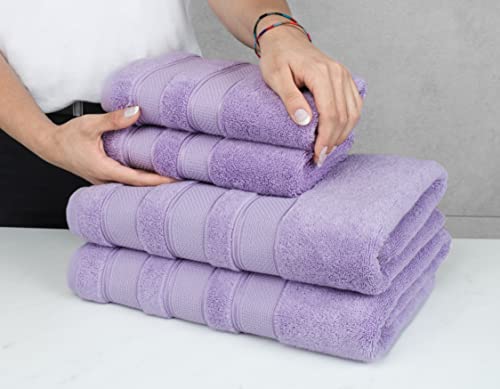 American Soft Linen Salem Bath Towel Set, 6 Piece Towels for Bathroom, 100% Turkish Combed Zero Twist Cotton, 2 Bath Towels 2 Hand Towels 2 Washcloths, Lilac