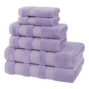 American Soft Linen Salem Bath Towel Set, 6 Piece Towels for Bathroom, 100% Turkish Combed Zero Twist Cotton, 2 Bath Towels 2 Hand Towels 2 Washcloths, Lilac