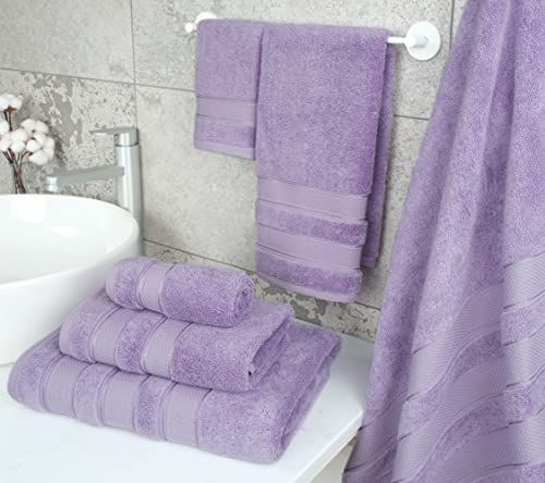 American Soft Linen Salem Bath Towel Set, 6 Piece Towels for Bathroom, 100% Turkish Combed Zero Twist Cotton, 2 Bath Towels 2 Hand Towels 2 Washcloths, Lilac