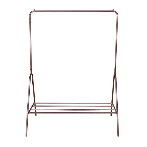 Metal Garment Rack Single Rail Clothing Rack Closet Organzier Heavy Duty with Shelves, Brown