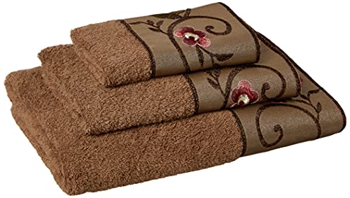 Popular Bath Bath Towels, Larissa Collection, 3-Piece Set, Rose Design