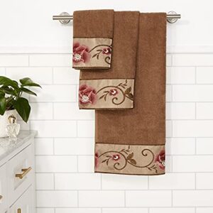 Popular Bath Bath Towels, Larissa Collection, 3-Piece Set, Rose Design