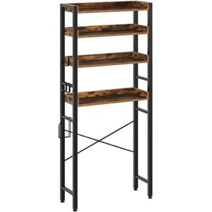 rolanstar over the toilet storage rack, 4-tier bathroom space saver with adjustable shelves, bathroom organizer for bathroom washroom, rustic brown