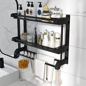 hihioi bathroom rack, no punching self-adhesive hanging bathroom storage rack,black.