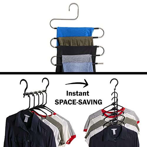 Exultant Dynamics - Stainless Steel Pant Hangers - Essential Hangers Space Saving Bundle - Set of 5 – Organizer for Clothes – Closet Space Saver – Hang 25 Clothing Items