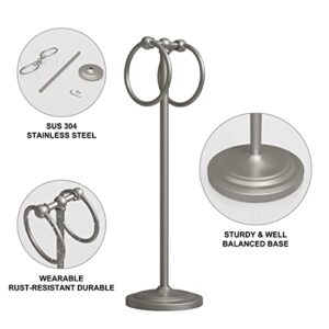 BGL Fingertip Towel Holder Stand Hand Towel Ring for Bathroom or Kitchen Vanity Countertops to Store Hand Towels Washcloths or dishcloths - 2 Hanging Rings，19" High-Brushed Nickel