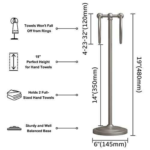 BGL Fingertip Towel Holder Stand Hand Towel Ring for Bathroom or Kitchen Vanity Countertops to Store Hand Towels Washcloths or dishcloths - 2 Hanging Rings，19" High-Brushed Nickel