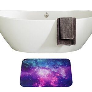 Amagical Galaxy Space Colorful Nebulae Purple Star Sky 16 Piece Bathroom Mat Set Shower Curtain Set Bath Mat Contour Mat Toilet Cover Fabric Shower Curtain with 12 Hooks