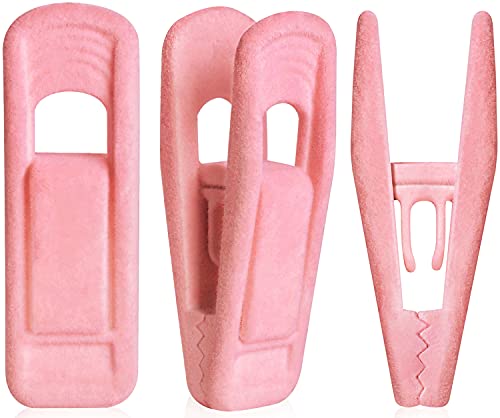 TOFIIGREM Brush Pink Velvet Hangers Clips 20 PCS, Premium Velvet Clips for Thin Velvet Hanger, Non Slip Strong Finger Clips Perfect for Suit Skirt Pant Clothes Velvet Hangers