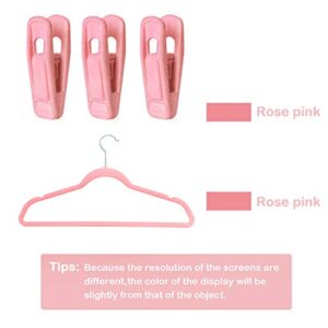 TOFIIGREM Brush Pink Velvet Hangers Clips 20 PCS, Premium Velvet Clips for Thin Velvet Hanger, Non Slip Strong Finger Clips Perfect for Suit Skirt Pant Clothes Velvet Hangers