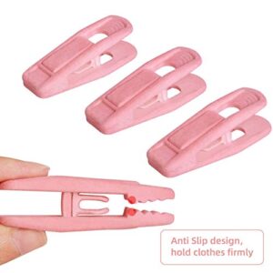 TOFIIGREM Brush Pink Velvet Hangers Clips 20 PCS, Premium Velvet Clips for Thin Velvet Hanger, Non Slip Strong Finger Clips Perfect for Suit Skirt Pant Clothes Velvet Hangers