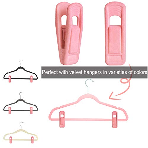 TOFIIGREM Brush Pink Velvet Hangers Clips 20 PCS, Premium Velvet Clips for Thin Velvet Hanger, Non Slip Strong Finger Clips Perfect for Suit Skirt Pant Clothes Velvet Hangers