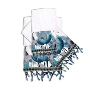 popular bath poppy fields, 3pc towel set, aqua