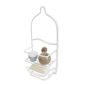 splash home eva shower caddy bathroom hanging head two basket organizers for shampoo, conditioner & soap, 17.5 x 8, white