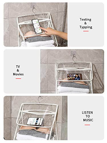 Hiroyuki with Metal Hook And Sticky Hook Shower Touch Screen Design Caddy Basket for College Dorm Room Essentials, Hanging Portable Tote Bag Toiletry for Bathroom Accessories(pink)