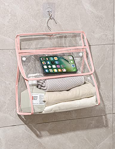 Hiroyuki with Metal Hook And Sticky Hook Shower Touch Screen Design Caddy Basket for College Dorm Room Essentials, Hanging Portable Tote Bag Toiletry for Bathroom Accessories(pink)