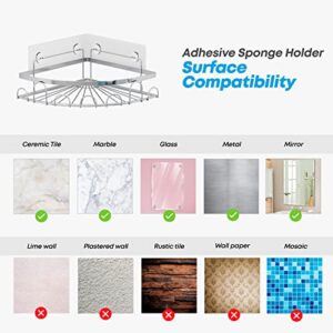 KESOL Corner Shower Caddy Shower Shelves 2 Pack, Wall Mounted Adhesive, Shower Organizer, No Drilling Bathroom Shelf with SUS304 Stainless Steel RustProof Water Proof Scratch Resistant