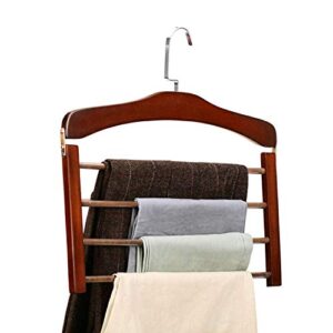 SUNTRADE 4-Layer Wooden Pants Rack,Trousers Pants Jeans Scarf Clothes Hanger Organizer (Beige)