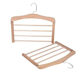 SUNTRADE 4-Layer Wooden Pants Rack,Trousers Pants Jeans Scarf Clothes Hanger Organizer (Beige)