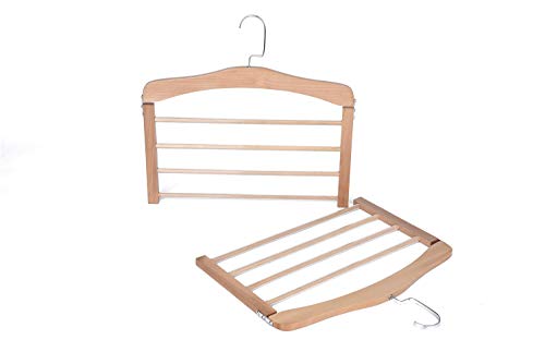 SUNTRADE 4-Layer Wooden Pants Rack,Trousers Pants Jeans Scarf Clothes Hanger Organizer (Beige)