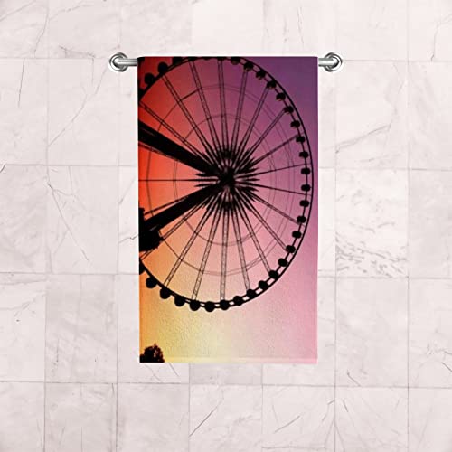 Hand Towels Face Towels Set of 2 Ferris Wheel Twilight Time Soft Comfortable Polyester Microfiber Fast Water Absorbent Towels for Bathroom Kitchen 30X15 Inch