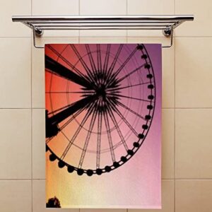 Hand Towels Face Towels Set of 2 Ferris Wheel Twilight Time Soft Comfortable Polyester Microfiber Fast Water Absorbent Towels for Bathroom Kitchen 30X15 Inch