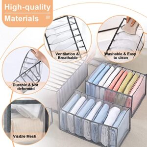 ARNTY Wardrobe Clothes Organizer, Upgraded Drawer Organizers for Clothing, Clothes Organizer for Folded Clothes, Jeans Organizer for Closet（7 Packs: Jeans*2+Shirt+Leggings+Bra+Underwear+Socks）