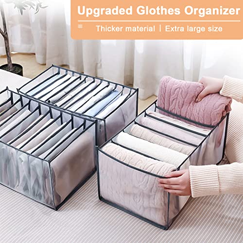 ARNTY Wardrobe Clothes Organizer, Upgraded Drawer Organizers for Clothing, Clothes Organizer for Folded Clothes, Jeans Organizer for Closet（7 Packs: Jeans*2+Shirt+Leggings+Bra+Underwear+Socks）