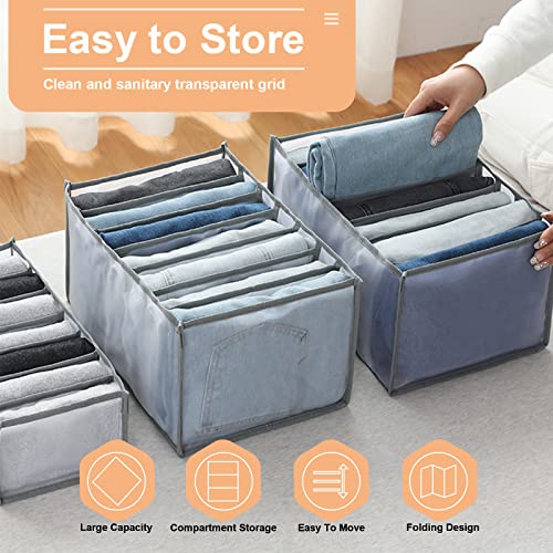 ARNTY Wardrobe Clothes Organizer, Upgraded Drawer Organizers for Clothing, Clothes Organizer for Folded Clothes, Jeans Organizer for Closet（7 Packs: Jeans*2+Shirt+Leggings+Bra+Underwear+Socks）