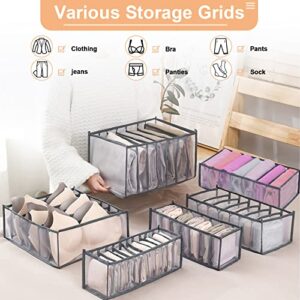 ARNTY Wardrobe Clothes Organizer, Upgraded Drawer Organizers for Clothing, Clothes Organizer for Folded Clothes, Jeans Organizer for Closet（7 Packs: Jeans*2+Shirt+Leggings+Bra+Underwear+Socks）