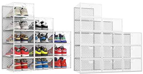 Pinkpum Extra Large Shoe Storage Box Fit for Size 14 12Pack Shoe Storage Boxes Fit for Size 11 12Pack