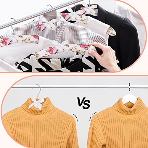 24 Pieces Padded Clothes Hangers for Women Sweaters Non Slip Padded Coat Hangers Floral Foam Sweater Hangers Thick Wedding Dress Hanger with Anti Rust Swiveling Hook for Clothes Skirts Closet Adults