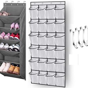 MISSLO Over The Door Shoe Organizer with Deep Pockets and 24 Large Mesh Pockets White