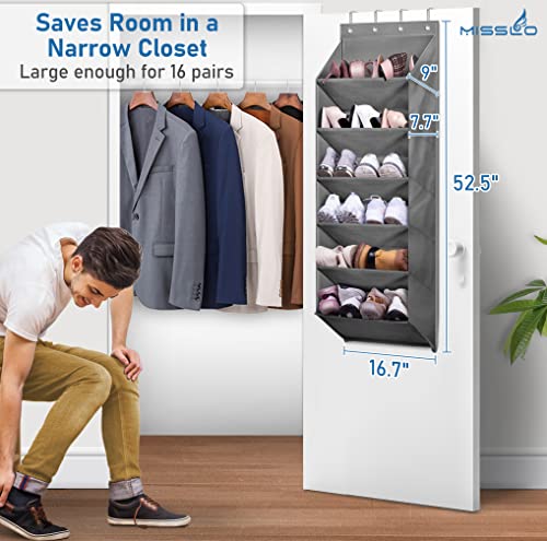 MISSLO Over The Door Shoe Organizer with Deep Pockets and 24 Large Mesh Pockets White