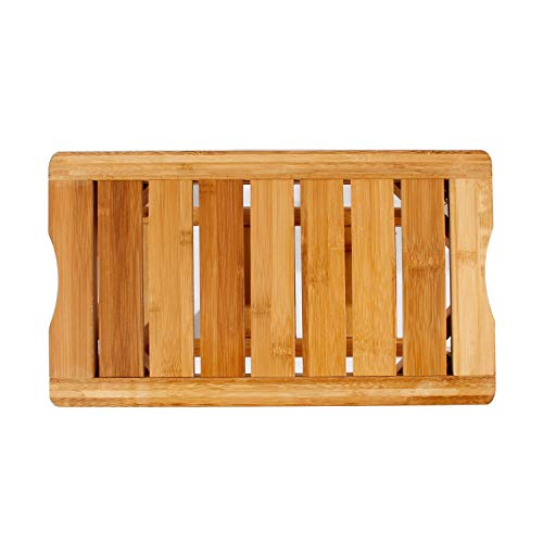 SDHYL Bamboo Bathroom Spa Shower Bench Foot Stool Bathing Seat with Storage Shelf,S7-KS-HSJ-04-US-N