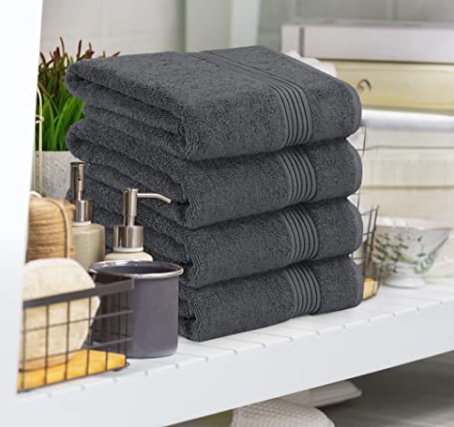 Utopia Towels 4 Piece Luxury Bath Towels Set, (27 x 54 Inches) 100% Ring Spun Cotton 600GSM, Lightweight and Highly Absorbent Quick Drying Towels for Bathroom, Gym, Spa, and Hotel (Grey)