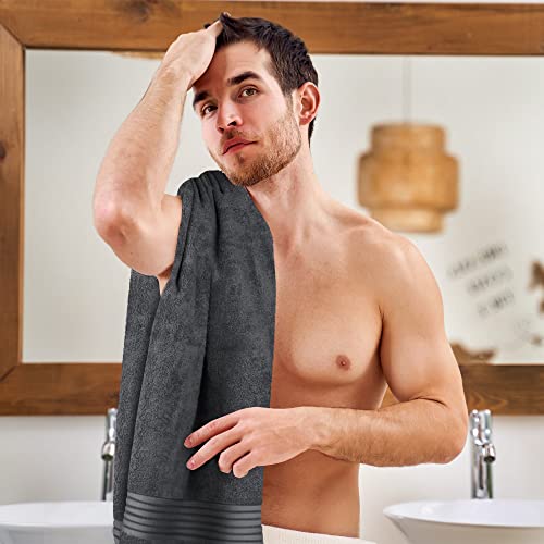 Utopia Towels 4 Piece Luxury Bath Towels Set, (27 x 54 Inches) 100% Ring Spun Cotton 600GSM, Lightweight and Highly Absorbent Quick Drying Towels for Bathroom, Gym, Spa, and Hotel (Grey)