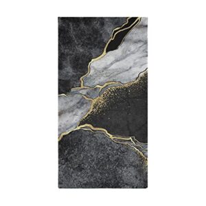 ALAZA Set of 2 Premium Polyester Cotton Hand Towels Abstract Black Grey Gold Marble, Highly Absorbent,28.3 x 14.4in(238ri4a)