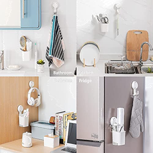 LEVERLOC Shower Caddy & Soap Holder & Two Toothbrush Holder One Second Installation NO-Drilling Removable Bathroom Organizer Set Powerful Heavy Duty Waterproof