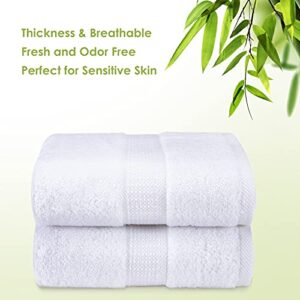 CANFOISON Bamboo Hand Towel for Face and Body, 2 Pack White Bathroom Hand Towel Set for Adult Kids Baby Luxury Super Soft Highly Absorbent Bathroom Towels 18" x 30"