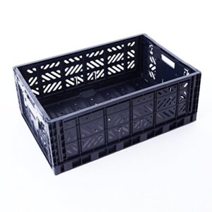 aykasa collapsible storage bin container basket tote, folding basket crate container : storage, kitchen, houseware utility basket tote crate = maxi-box comfort lock (navy)