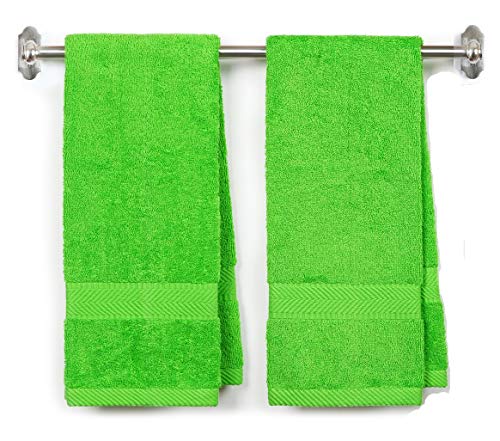 BY LORA Hand Towel 18" x 28" for Gift - Free Embroidered Towels - Embroidered Hand Towels - Lime Green - 2 Pack